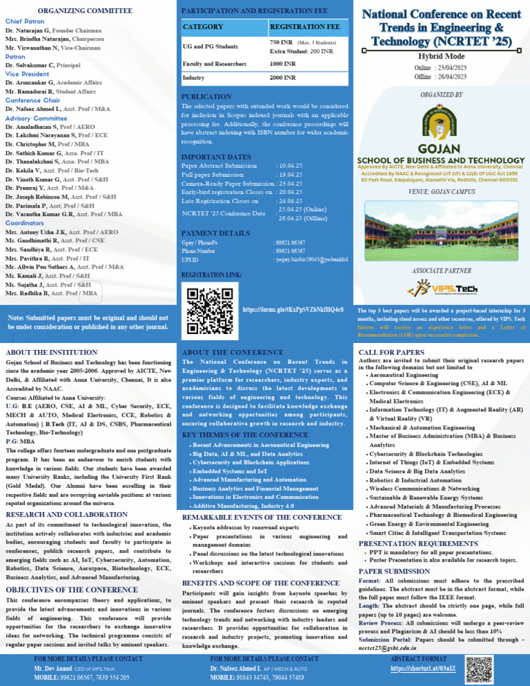 Ncrtet 2025 Conference Brochure | PDF | Internet Of Things | Artificial ...