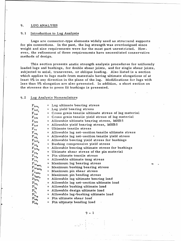 22.1 Lug Design As Per Air Force Method Based On Stress Analysis Manual ...