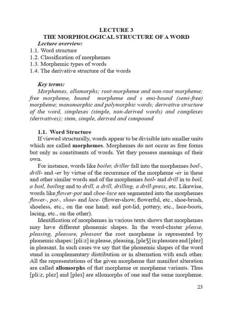 Morphological Structure of The Word | PDF | Word | Morphology (Linguistics)