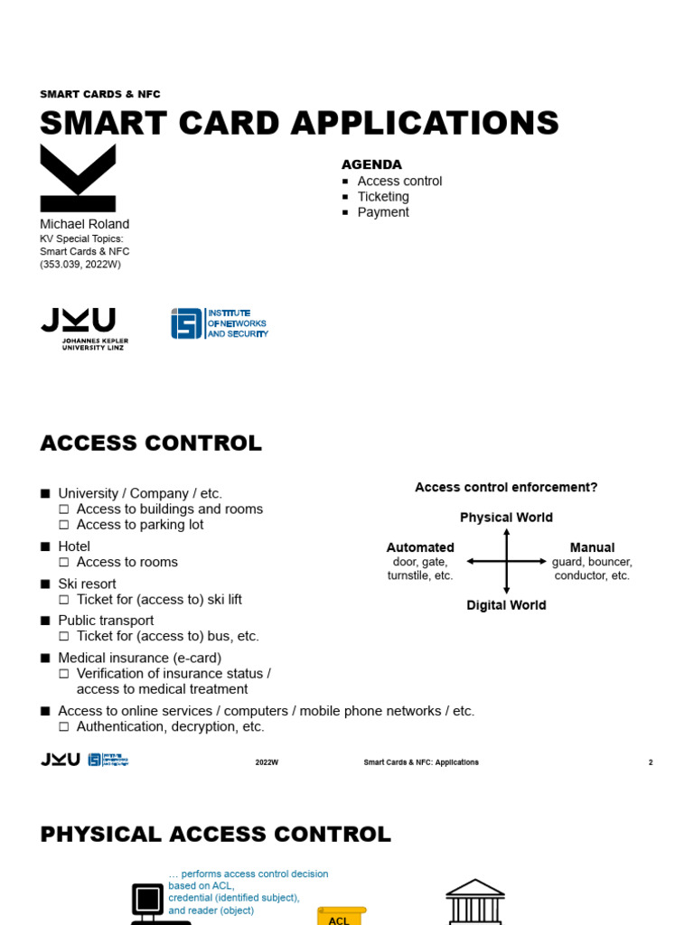 05A Smartcards Applications | PDF | Access Control | Smart Card