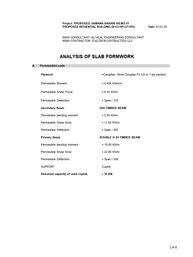 Design of Formwork-Water Tank Slab | PDF | Bending | Beam (Structure)