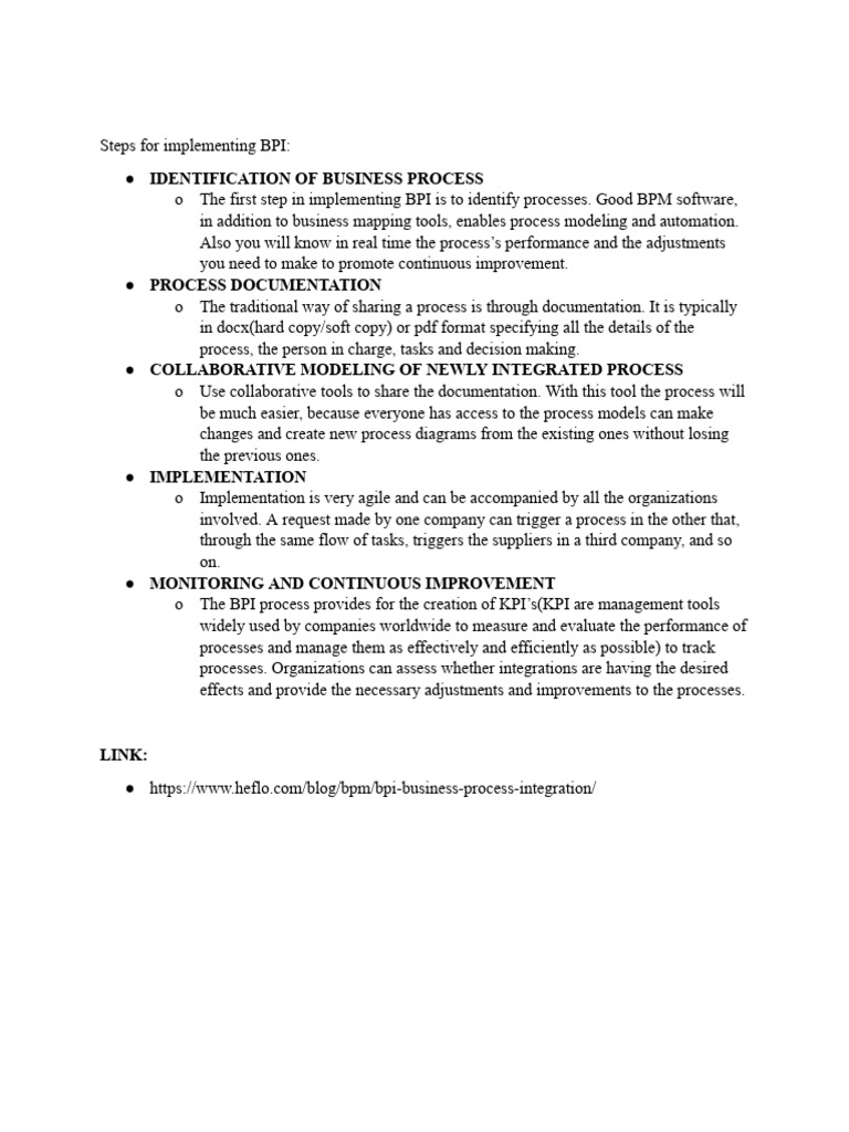 Steps For Implementing BPI | PDF