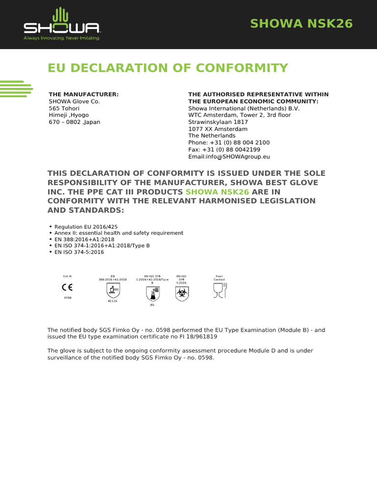 Eu Declaration of Conformity-Nsk26 | PDF