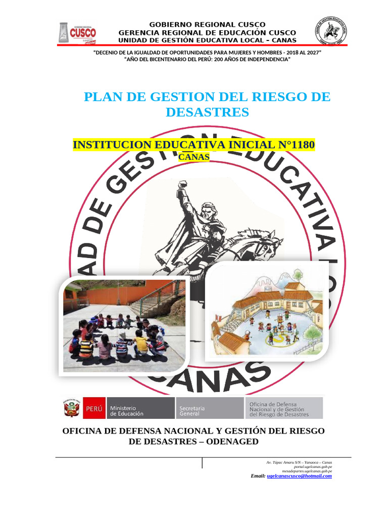 Modelo de Plan GRD I.I.E.E | PDF | Perú | Reducción de Desastres