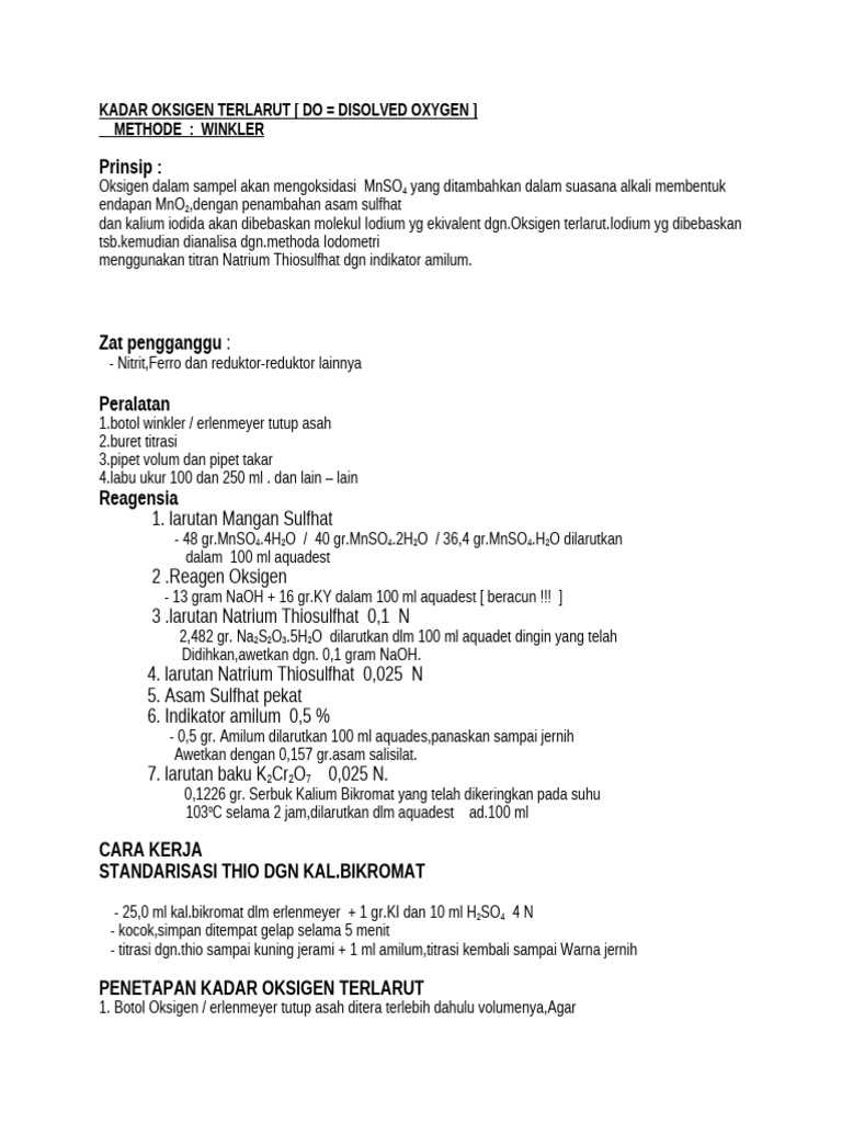 Oksigen Terlarut | PDF