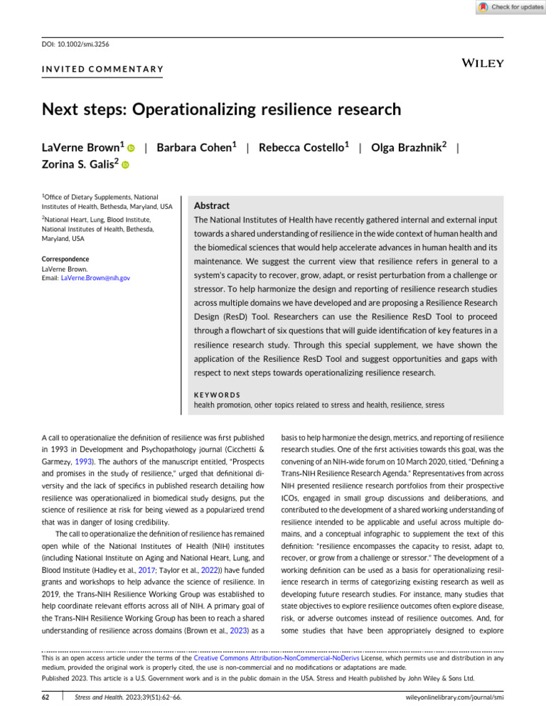 Operationalizing Resilience Research | PDF | Psychological Resilience ...