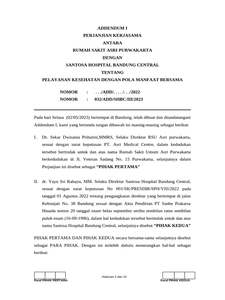 Addendum I Perpanjangan PKS-1 | PDF