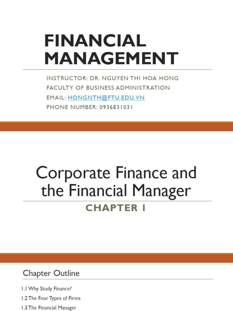 Chapter 1 - Corporate Finance and The Financial Manager - Student | PDF ...