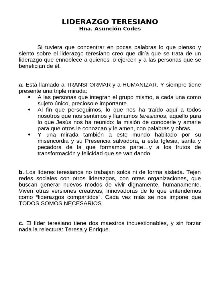Animador Teresiano | PDF | Liderazgo | Amor
