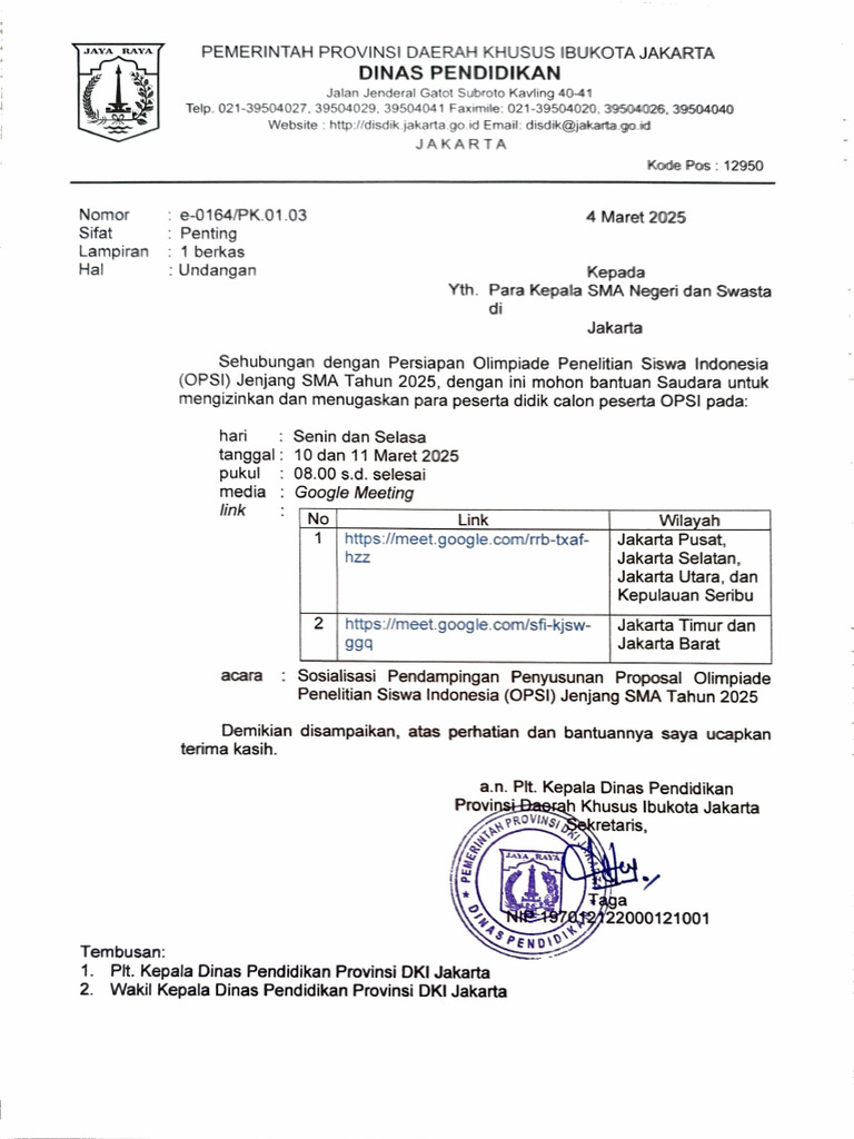 Undangan Sosialisasi OPSI SMA | PDF
