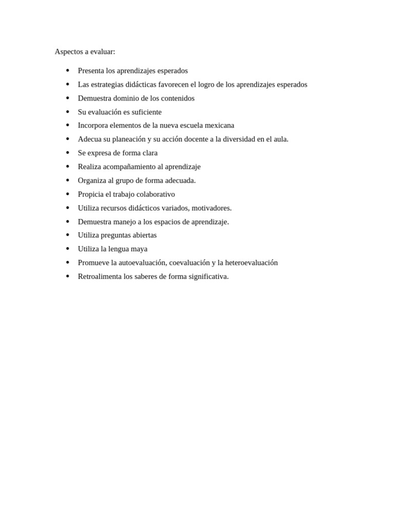 Aspectos A Evaluar - Jornada de Práctica | PDF