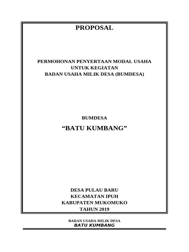 Permohonan Modal Usaha BUMDesa 2019 | PDF