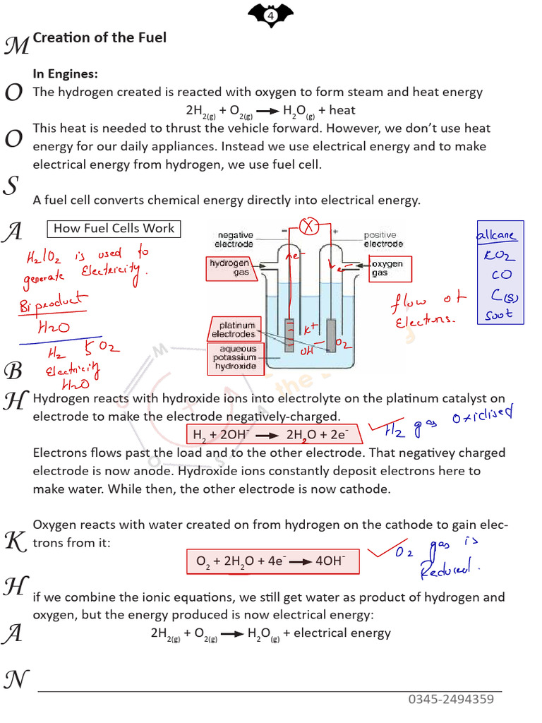 Hydrogen Oxygen Fuel Cell Class Notes | PDF | Industrial Gases | Fuels