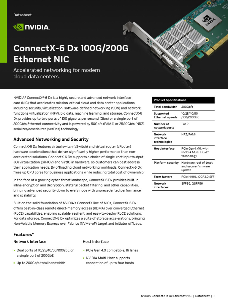 ConnectX-6-Dx-SmartNIC-DPU-Datasheet | PDF | Computer Network | Network Interface Controller