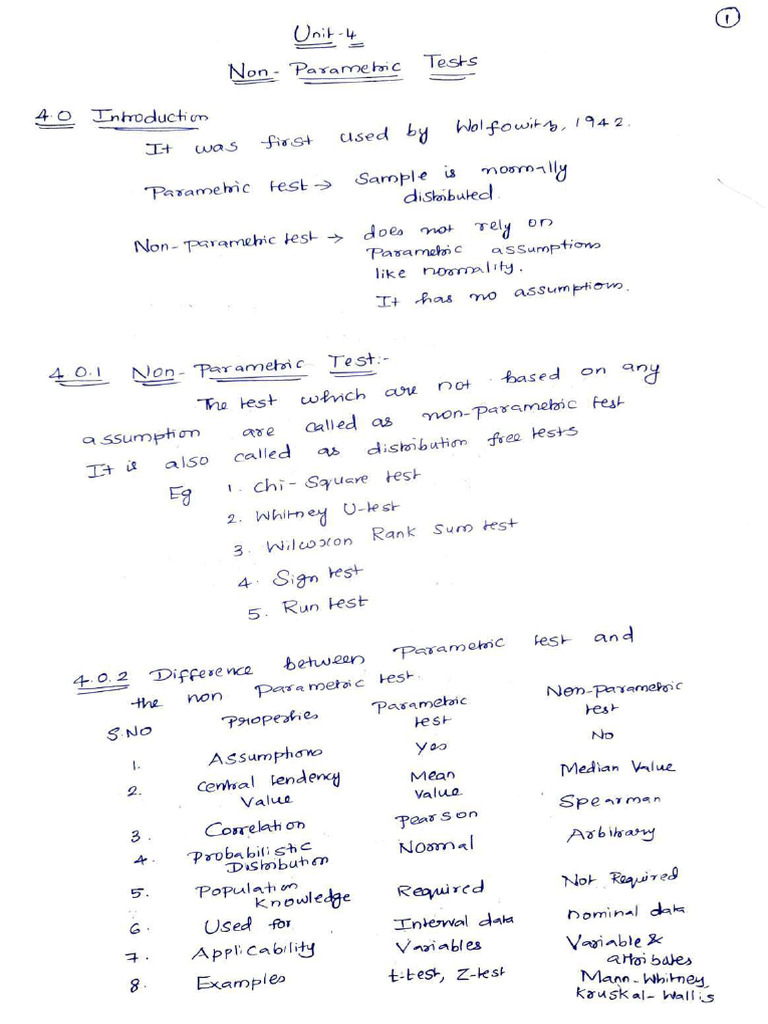 Unit 4 (Non Parametric Tests) | PDF | Statistics | Statistical ...