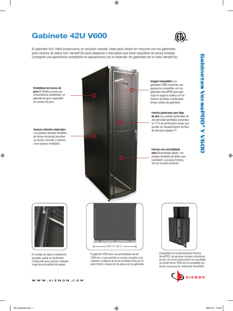 Siemon 42u v600mm Cabinet - Spec Sheet La | PDF
