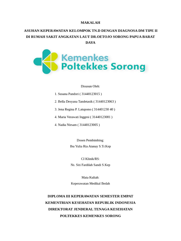 Asuhan Keperawatan DM Tipe 2 di RSAL Sorong | PDF