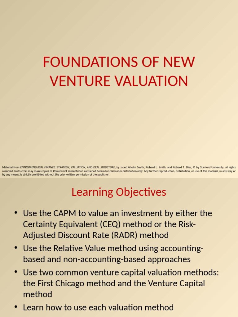 Foundations of New Venture | PDF | Discounted Cash Flow | Valuation ...