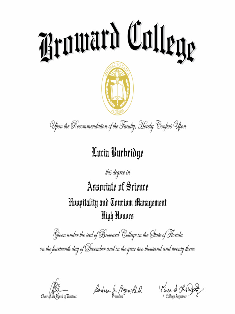 Broward College Official Certificate | PDF