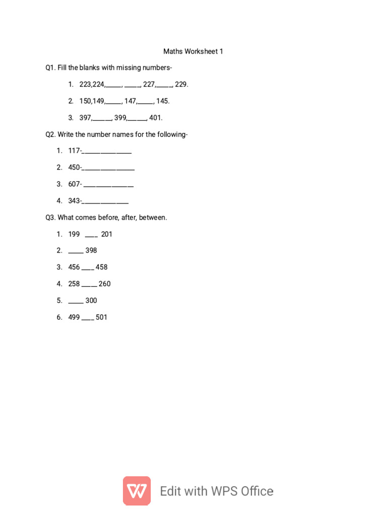 Maths Worksheet-WPS Office | PDF