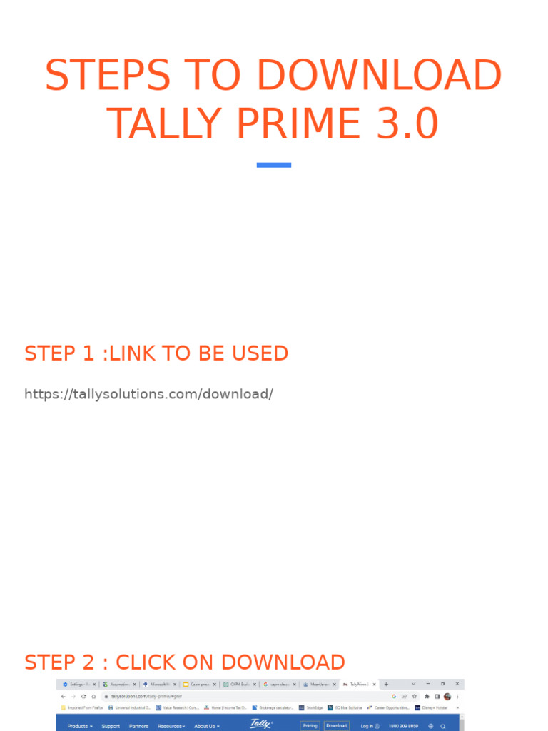 Steps To Download Tally Prime 3.0 | PDF