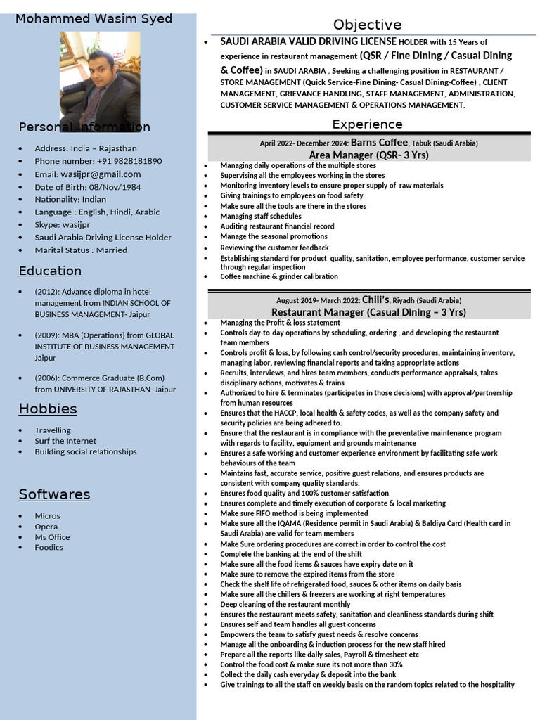 Mohammed Wasim Syed _MENA_2025 | PDF | Restaurants | Business