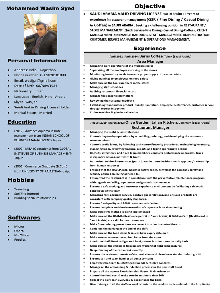 Mohammed Wasim Syed - MENA - 2024 (2 Files Merged) | PDF | Restaurants ...