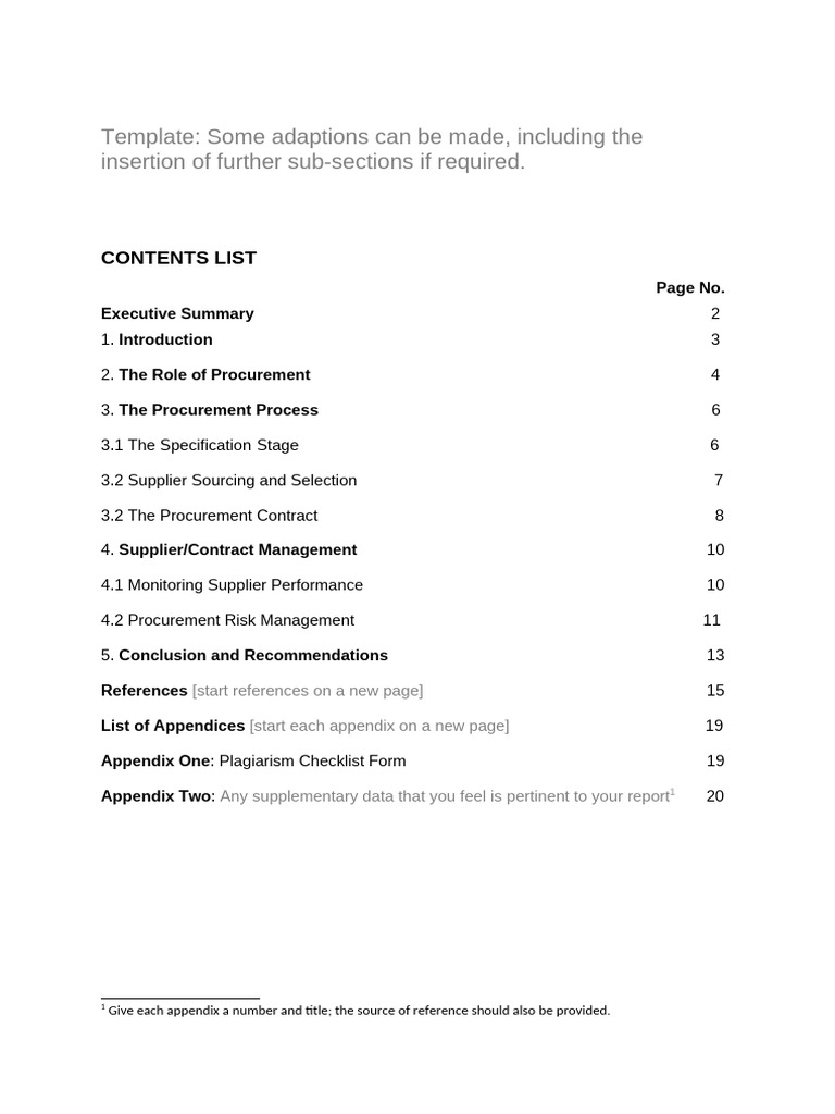 PQM Contents List Template | PDF