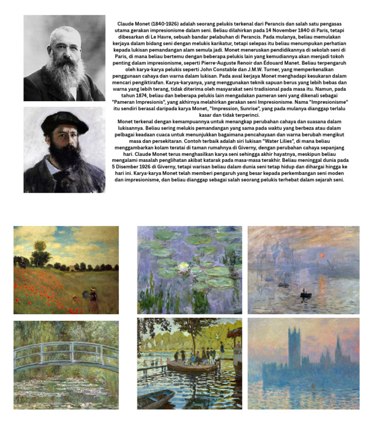 Claude Monet (1840-1926) Adalah Seorang Pelukis Terkenal Dari Perancis ...