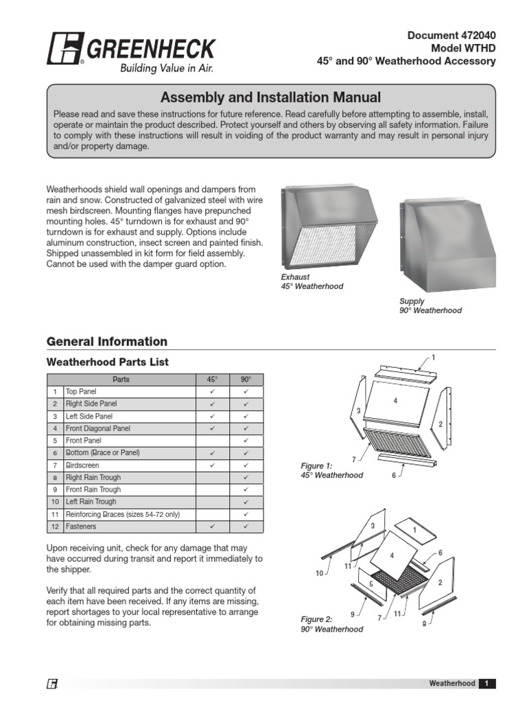 Weatherhood Assembly Manual WTHD | PDF | Screw | Manufactured Goods