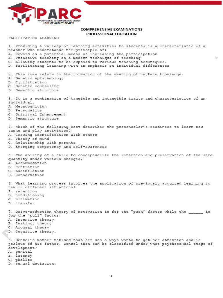 Comprehensive Examination Ped s2023 | PDF | Curriculum | Educational ...