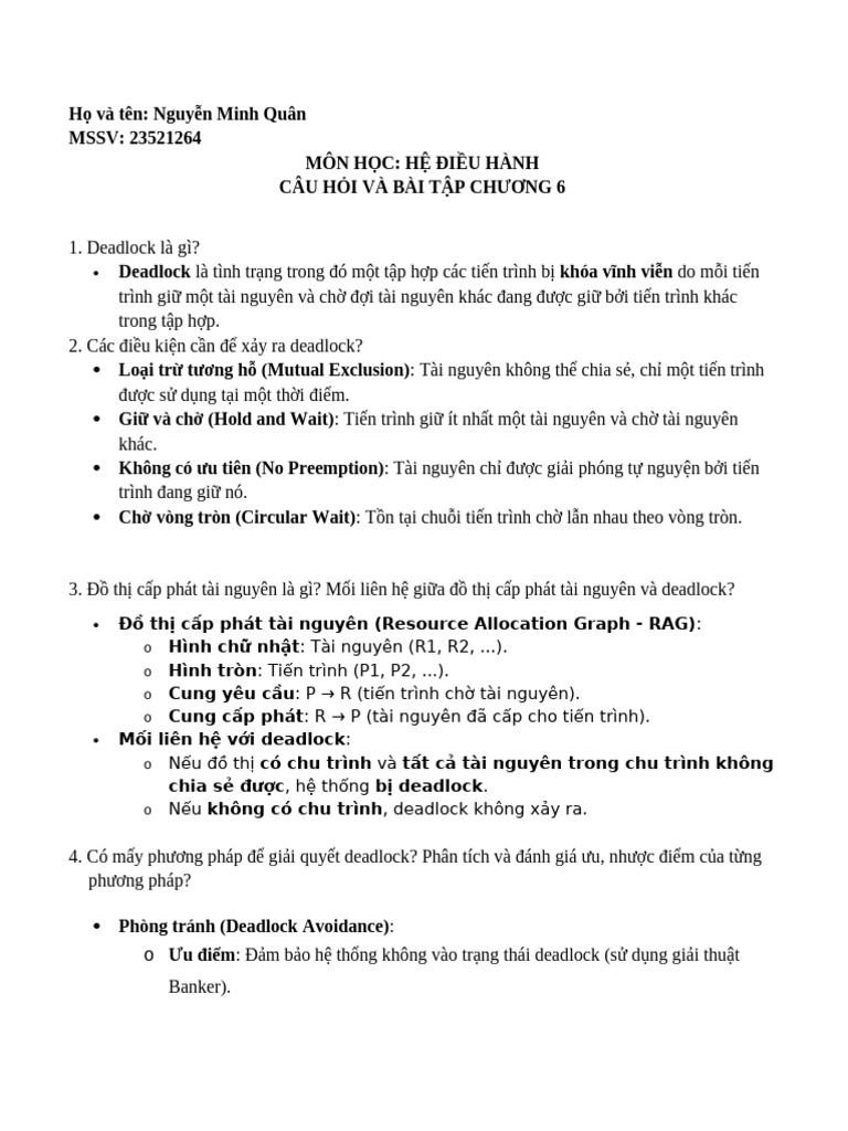 Bai Tap Chuong 6 HDH | PDF