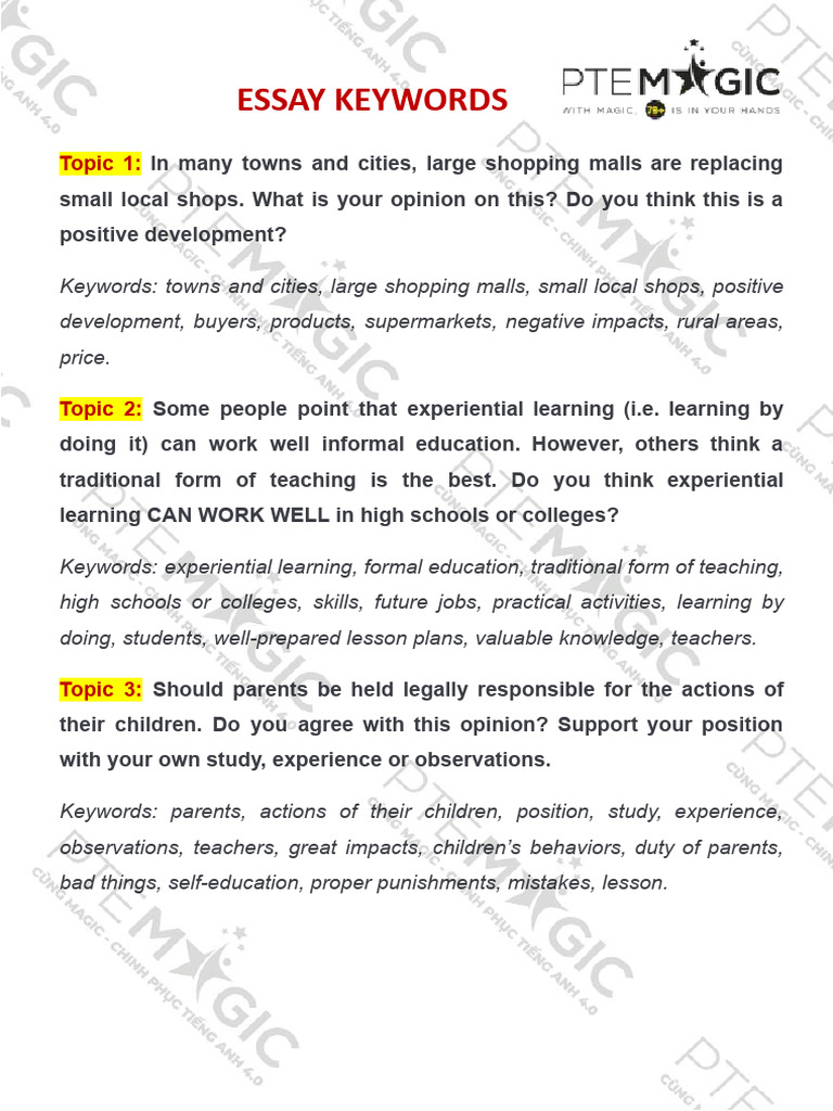 Essay-Keywords - Pte Magic | PDF | Climate Change | Workforce