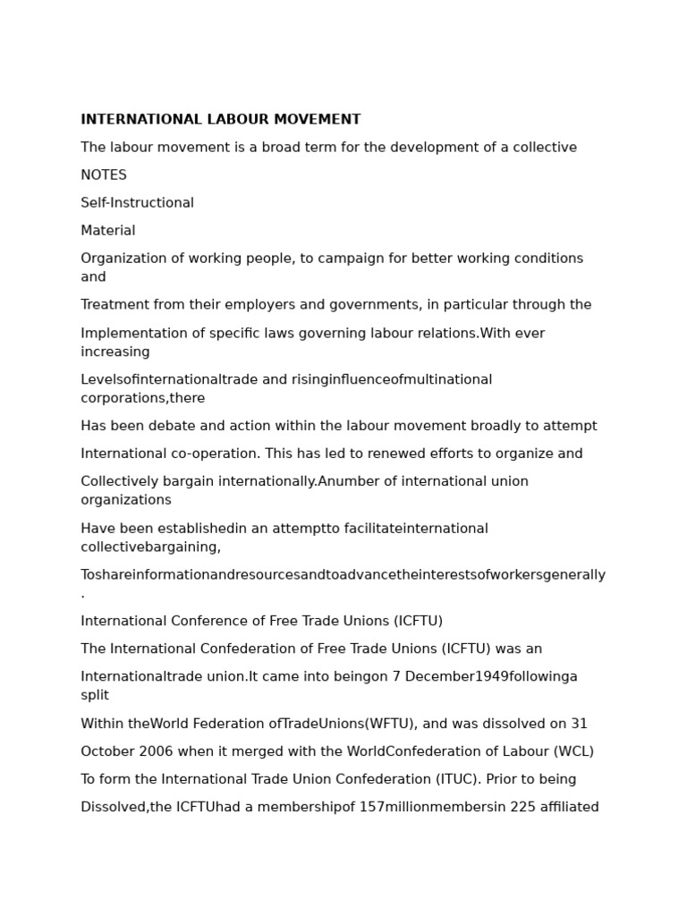 ILM (International Labour Movement) | PDF | International Labour ...