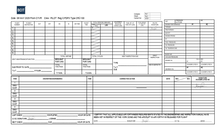 Aircraft Journey Log 092025 | PDF | Transport Safety | Aviation ...
