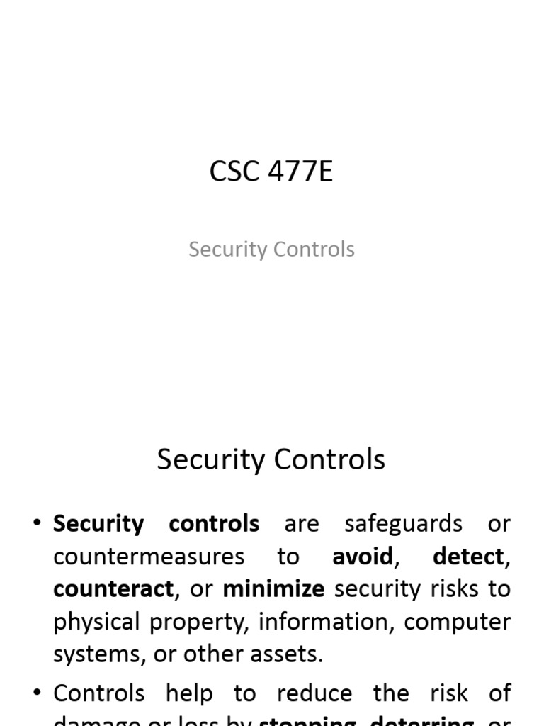 Lect 5 Security Controls | PDF | Security | Computer Security