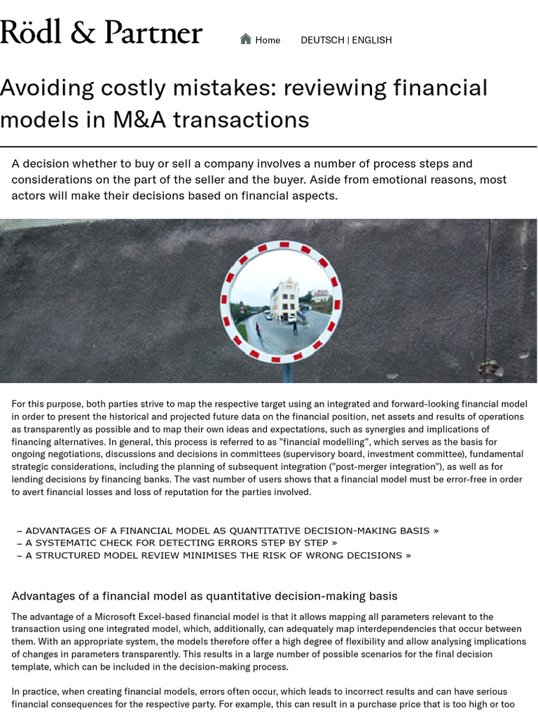 Avoiding Costly Mistakes - Reviewing Financial Models in M&A ...
