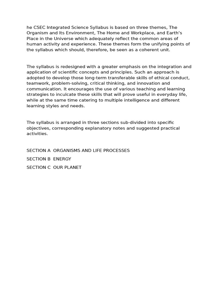 Inte Science For CSEC - REVISED | PDF