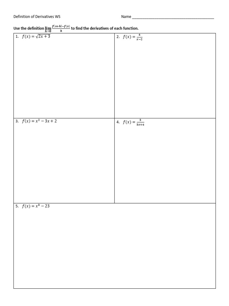 1 Definition of Derivatives WS | PDF