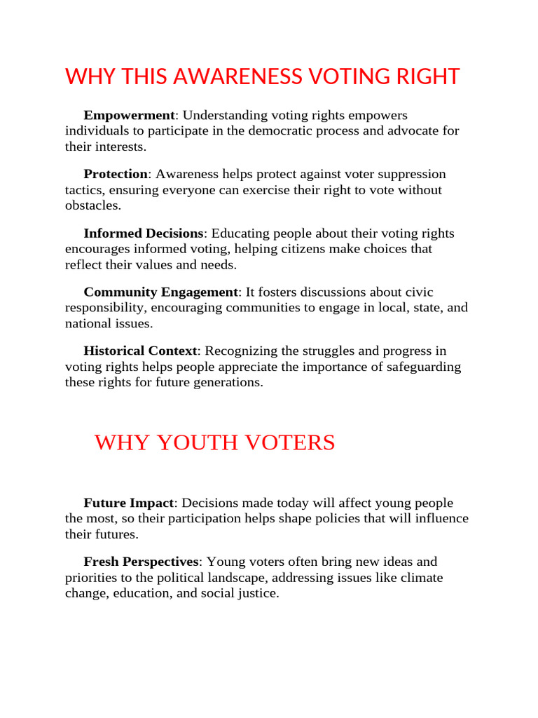 Why This Awareness Voting Right | PDF | Civic Engagement | Elections