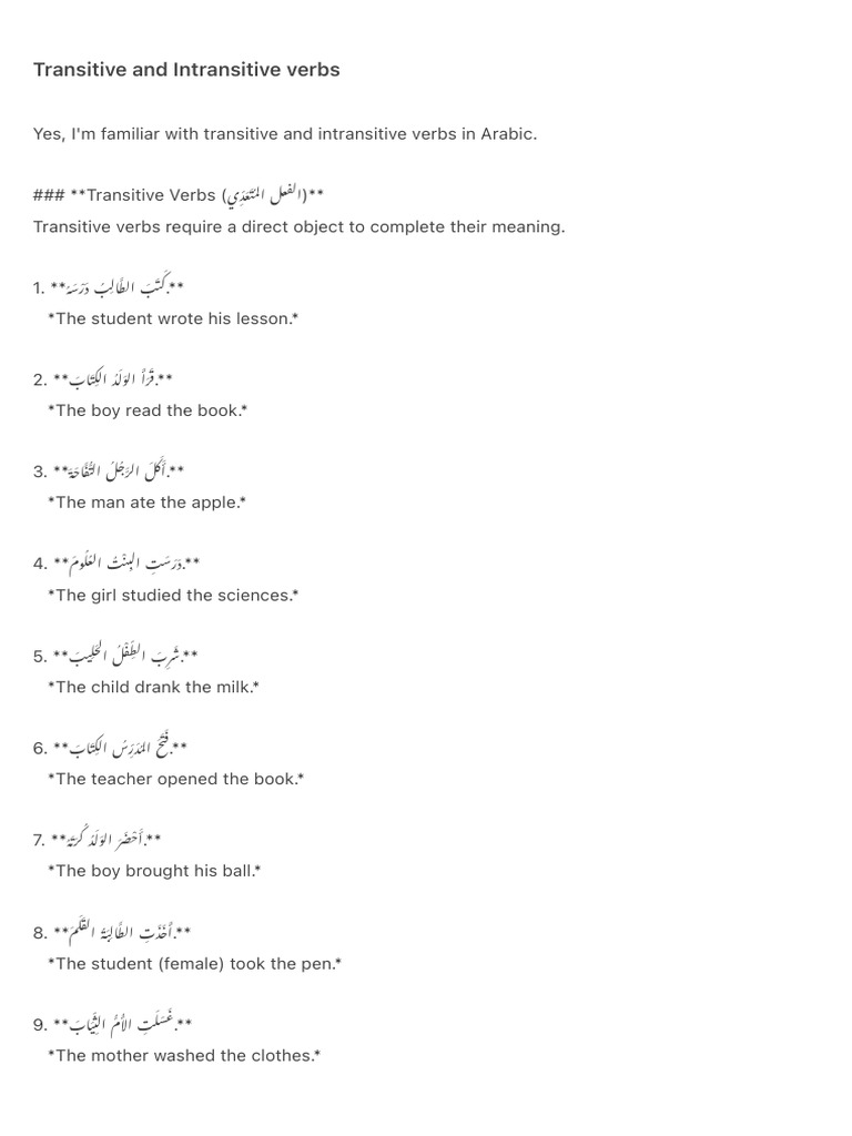 Transitive and Intransitive Verbs Explained | PDF | Grammar | Syntactic ...