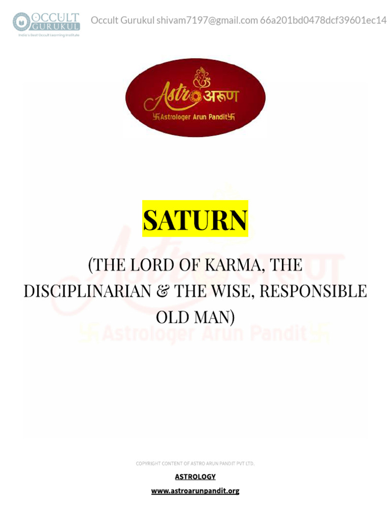 1-Saturn Astrology Notes by AAP | PDF