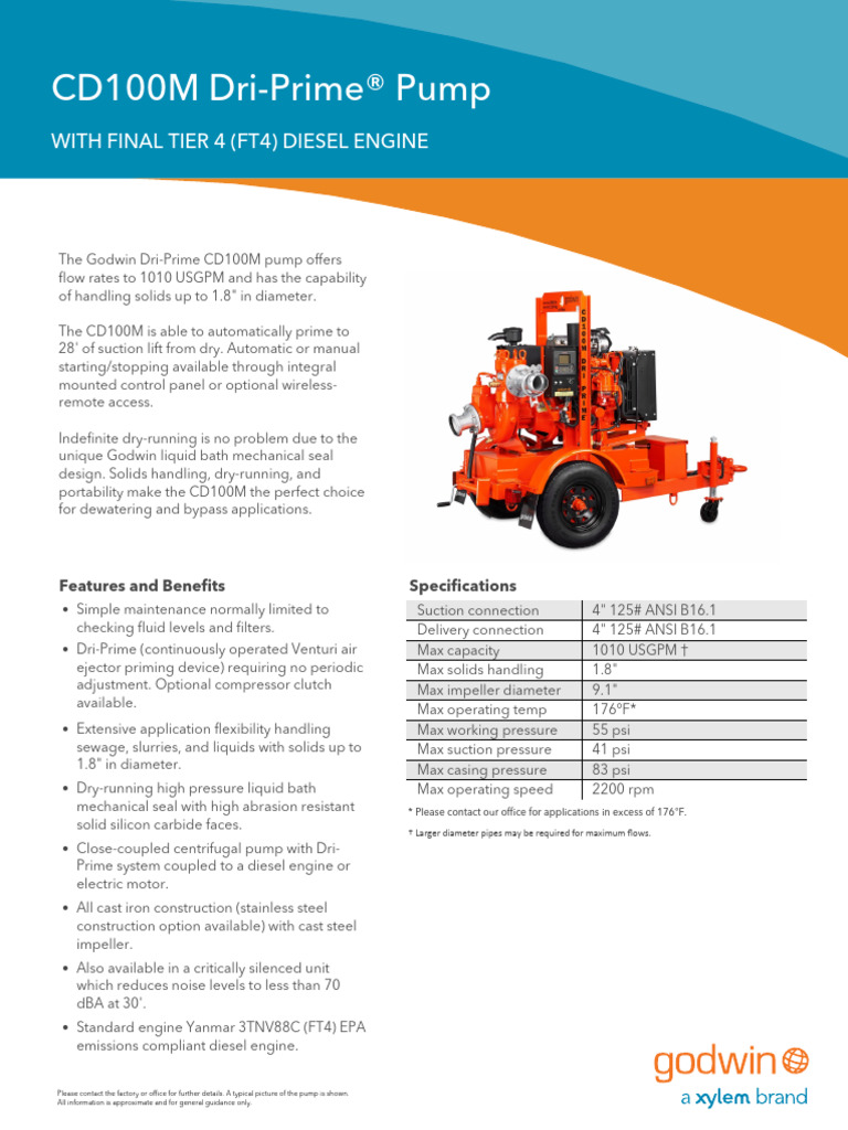 Godwin CD100M Pump Specifications | PDF | Pump | Engines
