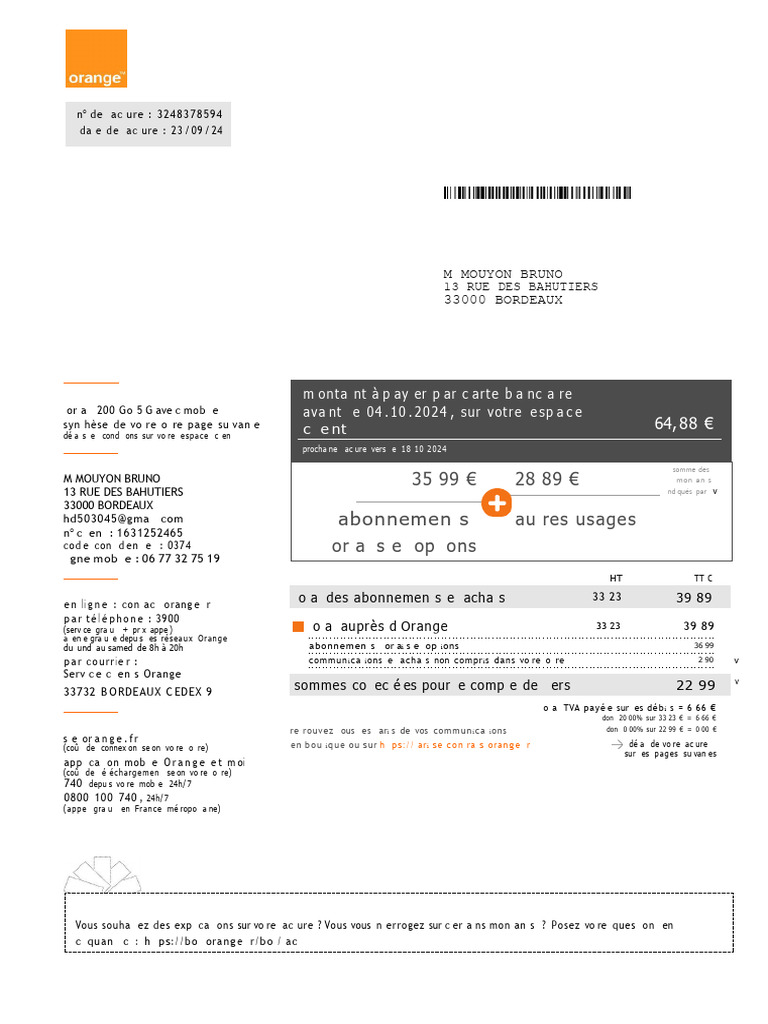Facture Orange - Copie | PDF | Documents commerciaux