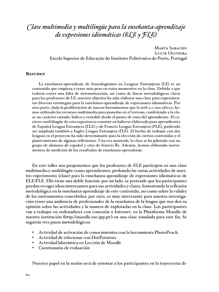 Clase Multimedia y Multilingüe para La Enseñanza-Aprendizaje de ...