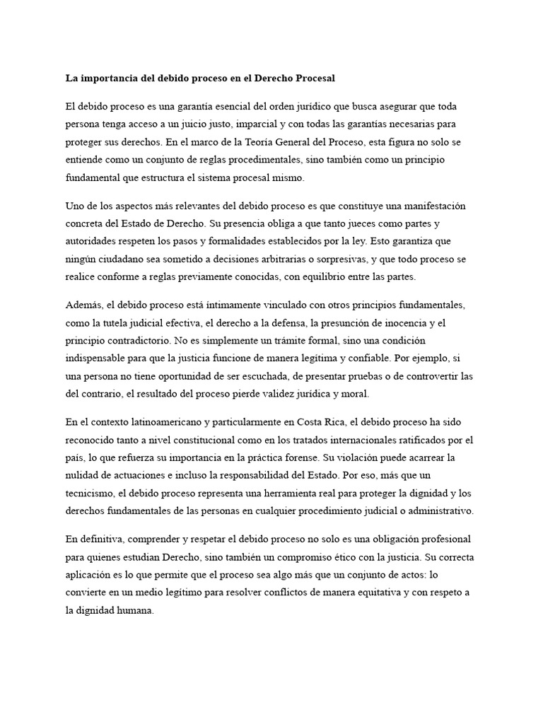 La Importancia Del Debido Proceso en El Derecho Procesal | PDF