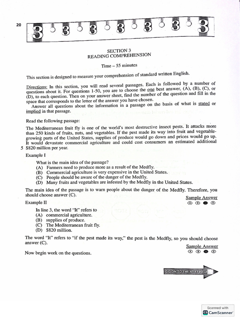 Reading Comprehension - TOEFL Practice | PDF