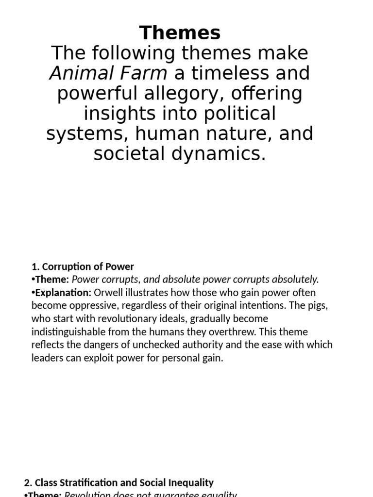 Themes of Animal Farm | PDF | Political Science