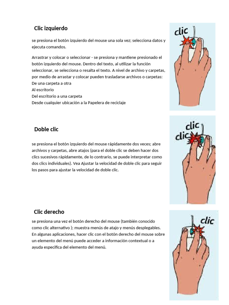 Funciones del clic izquierdo y derecho del mouse | PDF