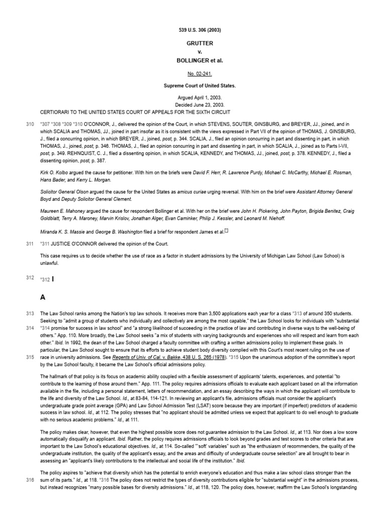2 Grutter v. Bollinger, 539 US 306 - Supreme Court 2003 - Google ...